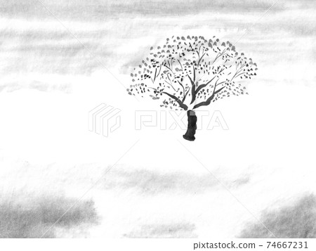 Illustration of a tree (hand-painted background... - Stock Illustration ...