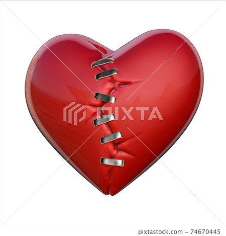 broken heart on white background - Stock Illustration [74670445] - PIXTA