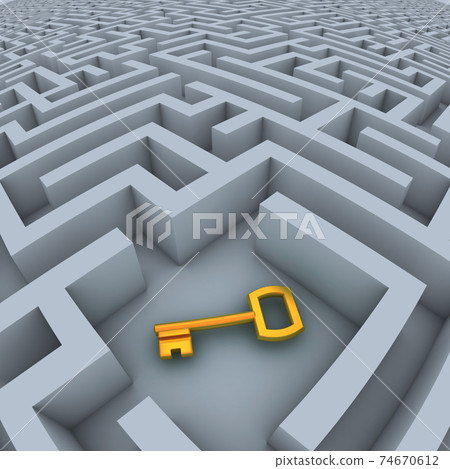 key in labyrinth 3d rendering - Stock Illustration [74670612] - PIXTA