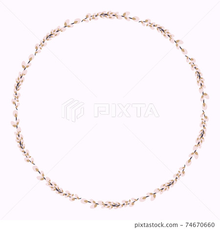 Willow wreath. Round frame made of willow twigs. - Stock Illustration ...