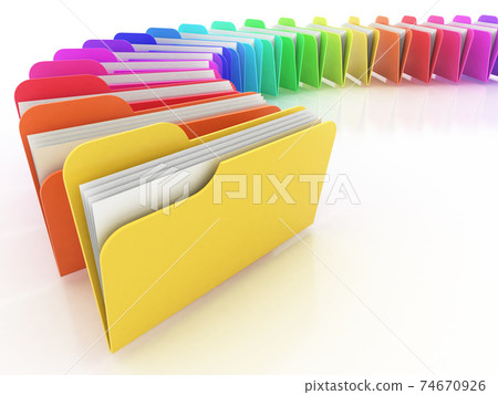 many colorful folders on the white background - Stock Illustration ...
