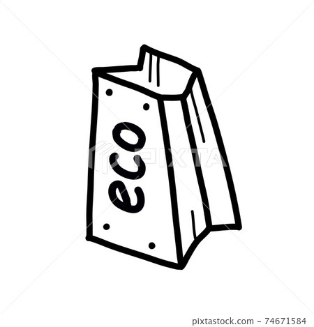 paper bag. Biodegradable package. doodle style - Stock Illustration ...