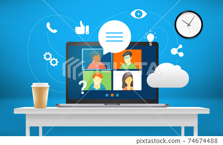 Conference call with business team via web... - Stock Illustration ...