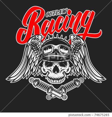 Outlaw racing. Emblem template with skull in... - Stock Illustration ...
