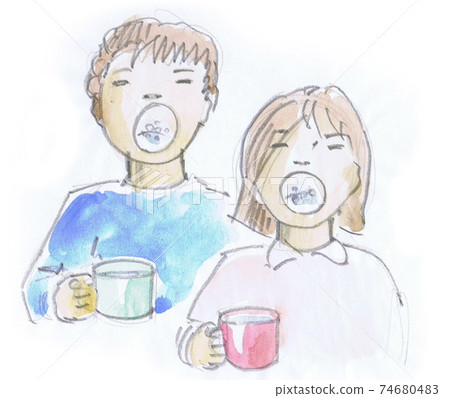 Rough sketch of a gargle child - Stock Illustration [74680483] - PIXTA
