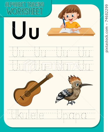Alphabet tracing worksheet with letter U and u - Stock Illustration ...