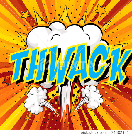 Word Thwack on comic cloud explosion background - Stock Illustration ...