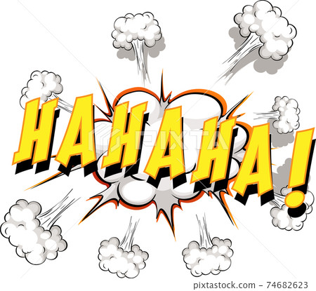 Comic speech bubble with haha text - Stock Illustration [74682623] - PIXTA