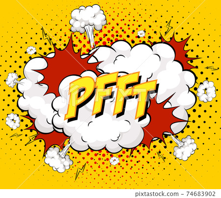 PFFT text on comic cloud explosion on yellow... - Stock Illustration ...