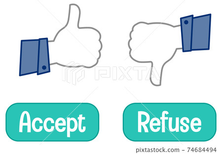 Opposite words with accept and refuse (Thumb... - Stock Illustration ...