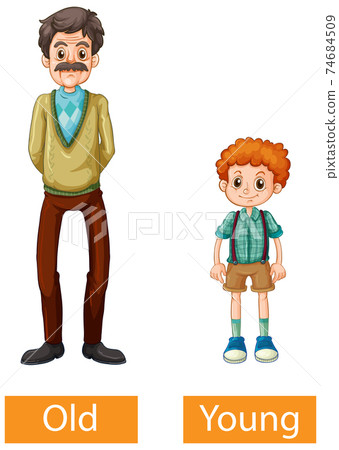 Opposite adjectives words with old and young - Stock Illustration ...