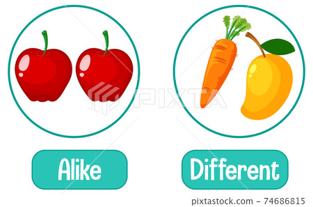 Opposite words with alike and different - Stock Illustration [74686815 ...
