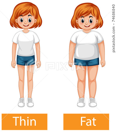 Opposite adjectives words with thin and fat - Stock Illustration ...
