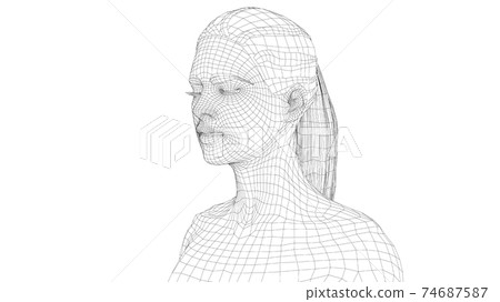 Wireframe portrait of a young beautiful girl - Stock Illustration ...
