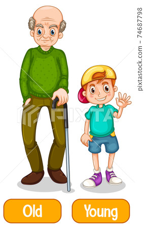 Opposite adjectives words with old and young - Stock Illustration ...