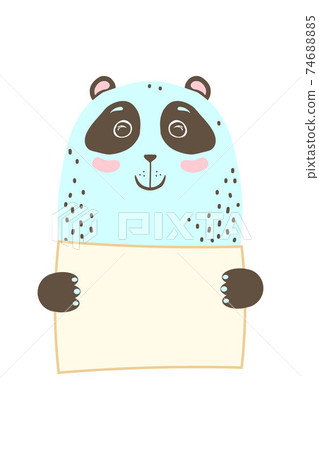 Cute cartoon animal holding tag sign with copy... - Stock Illustration ...