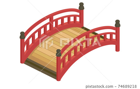 Vector illustration of red arch bridge... - Stock Illustration ...
