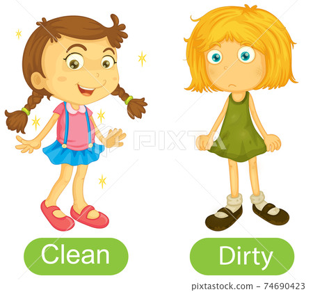 Opposite words with clean and dirty - Stock Illustration [74690423] - PIXTA