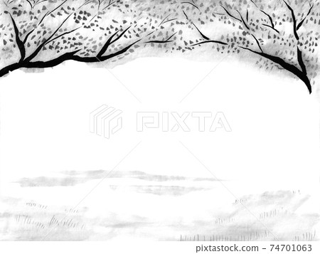 Tree path illustration (hand-painted background... - Stock Illustration ...