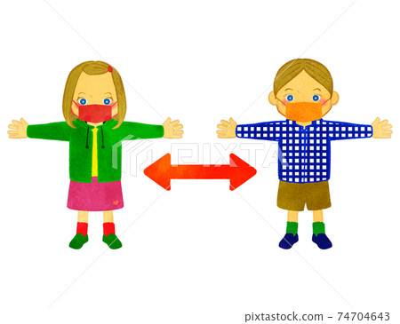 Social distance for girls and boys (white) - Stock Illustration ...