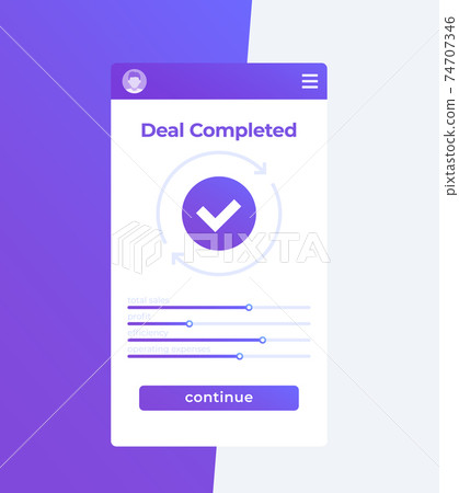 deal completed, vector mobile ui design - Stock Illustration [74707346 ...