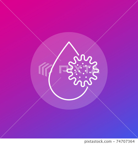 virus and water drop icon, line vector - Stock Illustration [74707364 ...