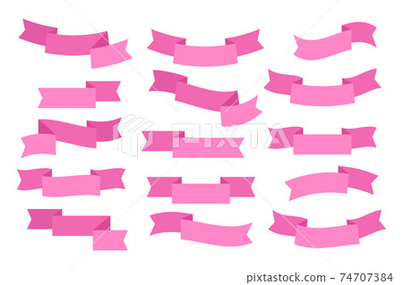 Set of pink flat ribbons isolated on white...-插圖素材 [74707384] - PIXTA圖庫