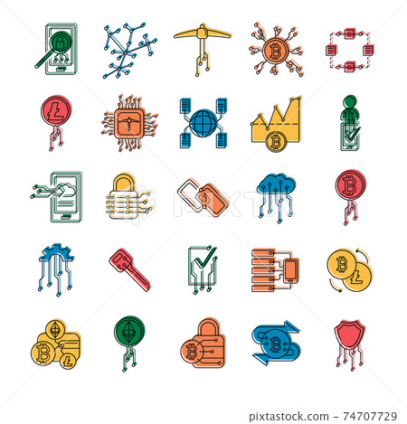 Blockchain icons set, doodle style - Stock Illustration [74707729] - PIXTA