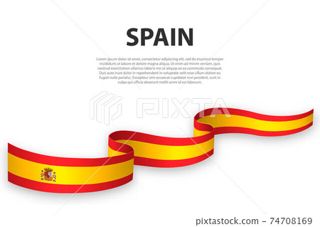 Waving ribbon or banner with flag of Spain - Stock Illustration ...