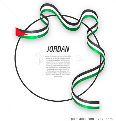 Waving ribbon flag of Jordan on circle frame.... - Stock Illustration [74708870] - PIXTA