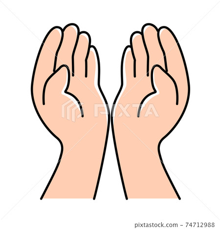 Hands, palms, scooping fingers, illustration... - Stock Illustration ...