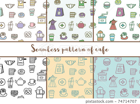 Handwritten cafe pattern_seamless_set - Stock Illustration [74714707 ...