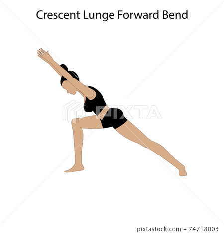 Crescent lunge forward bend pose yoga workout - Stock Illustration ...