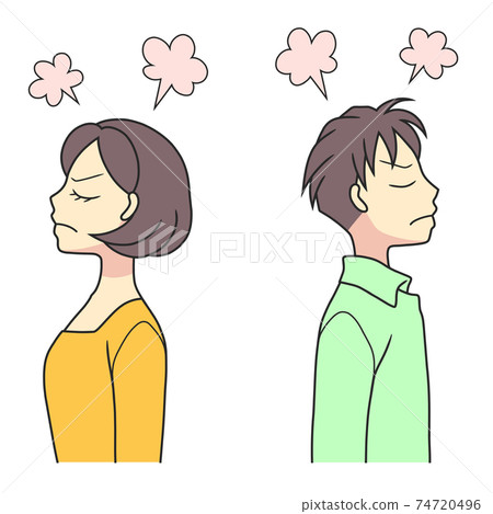 Back-to-back angry young men and women - Stock Illustration [74720496 ...