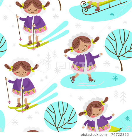 ALASKA GIRL Eskimo Winter Child Characters... - Stock Illustration ...