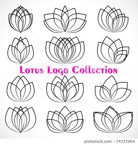 Various black linear lotus logo templates.... - Stock Illustration ...