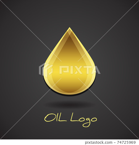 Golden oil drop icon on black background.... - Stock Illustration ...