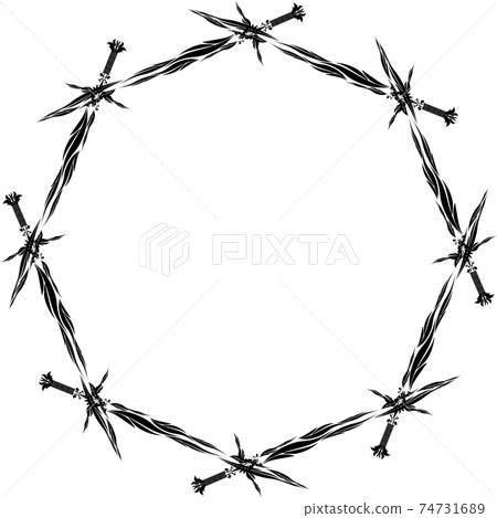 Sword fantasy round frame - Stock Illustration [74731689] - PIXTA