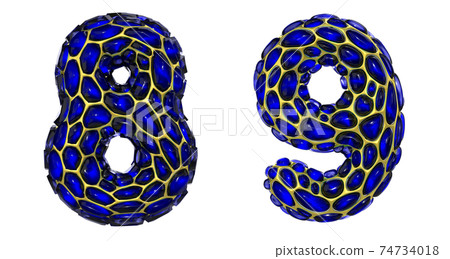 Number set 8, 9 made of realistic 3d render... - Stock Illustration ...