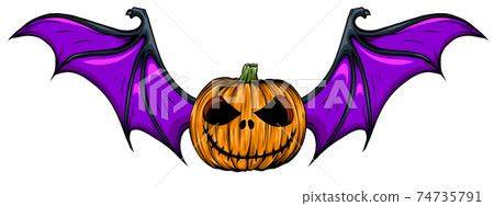 Halloween pumpkin with bat wings vector... - Stock Illustration ...