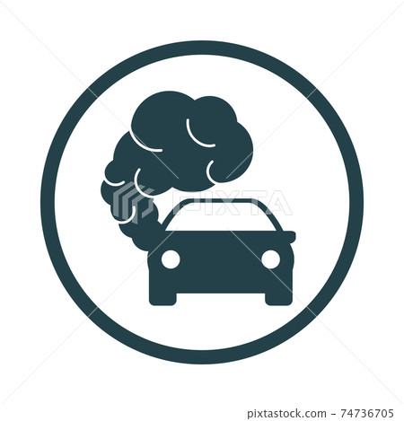 Car icon with exhaust gases. Exhaust fumes.... - Stock Illustration ...