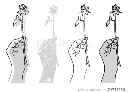 Illustration of a hand holding a single rose [4... - Stock Illustration ...