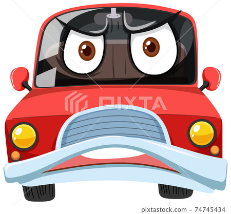 Red vintage car cartoon character with angry... - Stock Illustration ...