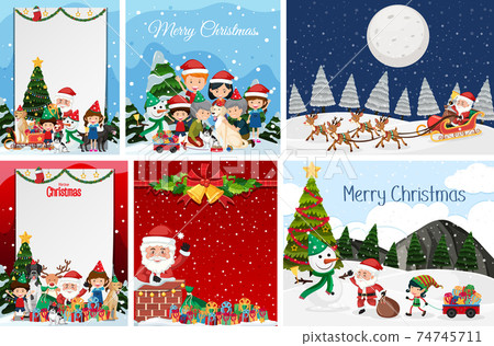 Set of blank Christmas postcard and logo isolated - Stock Illustration ...