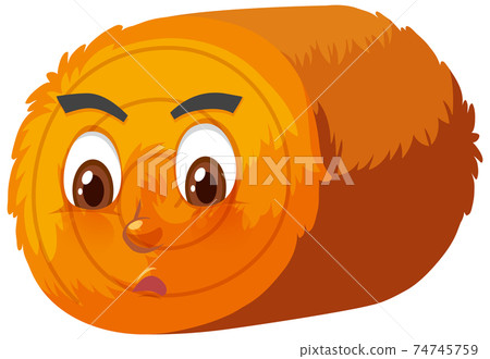 Round hay bale cartoon character with facial... - Stock Illustration ...