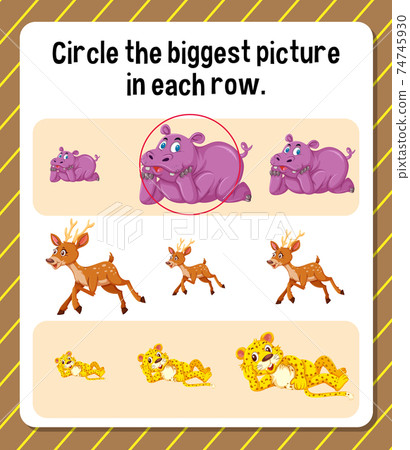Circle the biggest picture in each row... - Stock Illustration ...