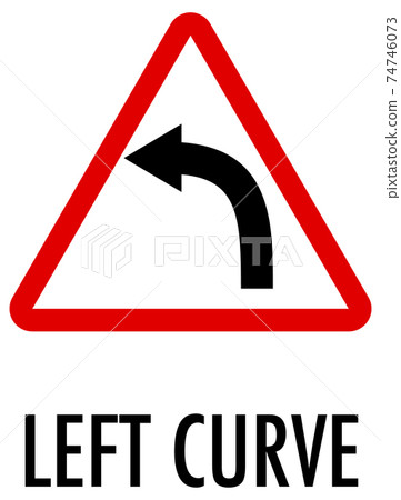 Left curve sign on white background - Stock Illustration [74746073] - PIXTA