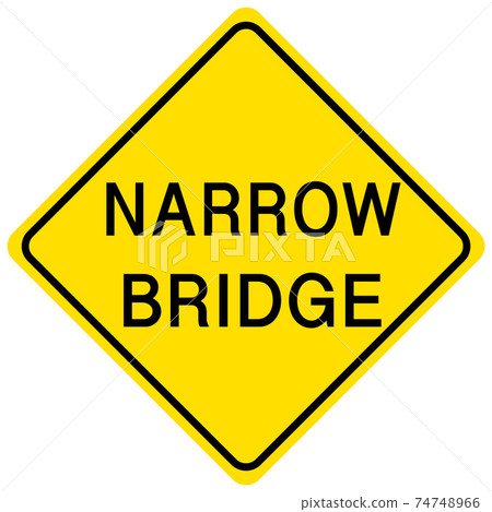 Narrow bridge yellow sign on white background - Stock Illustration ...