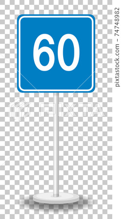 Blue minimum speed limit 60 road sign with... - Stock Illustration ...