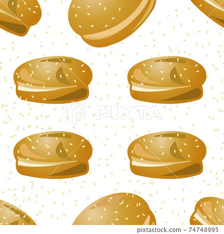 Seamless pattern of seed burger buns. Vector... - Stock Illustration ...